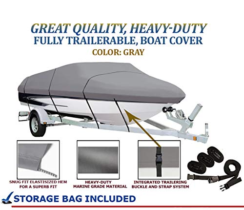 SBU Grey Boat Cover Compatible for Regal 1900 BR/1900 FASTRAC BOWRIDER W/SWPF 2011, Trailering Storage Mooring