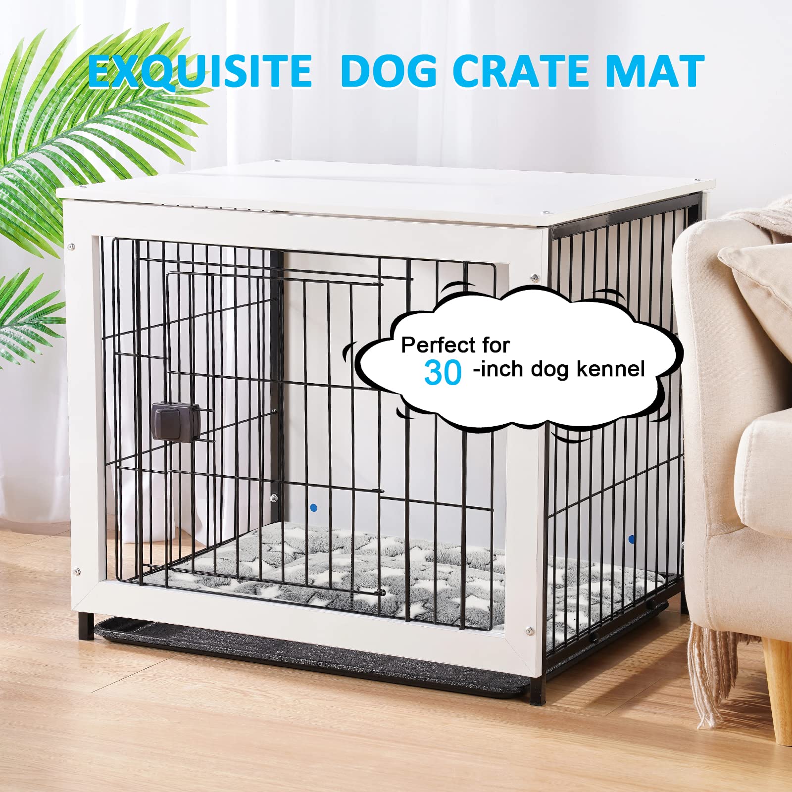 Kigmmro Dog Bed Mat, Machine Washable Pet Bed Pad for 30-inch Kennel, Reversible Dog Crate Pad for Medium Small Dogs, Portable and Soft Pet Bed Mat