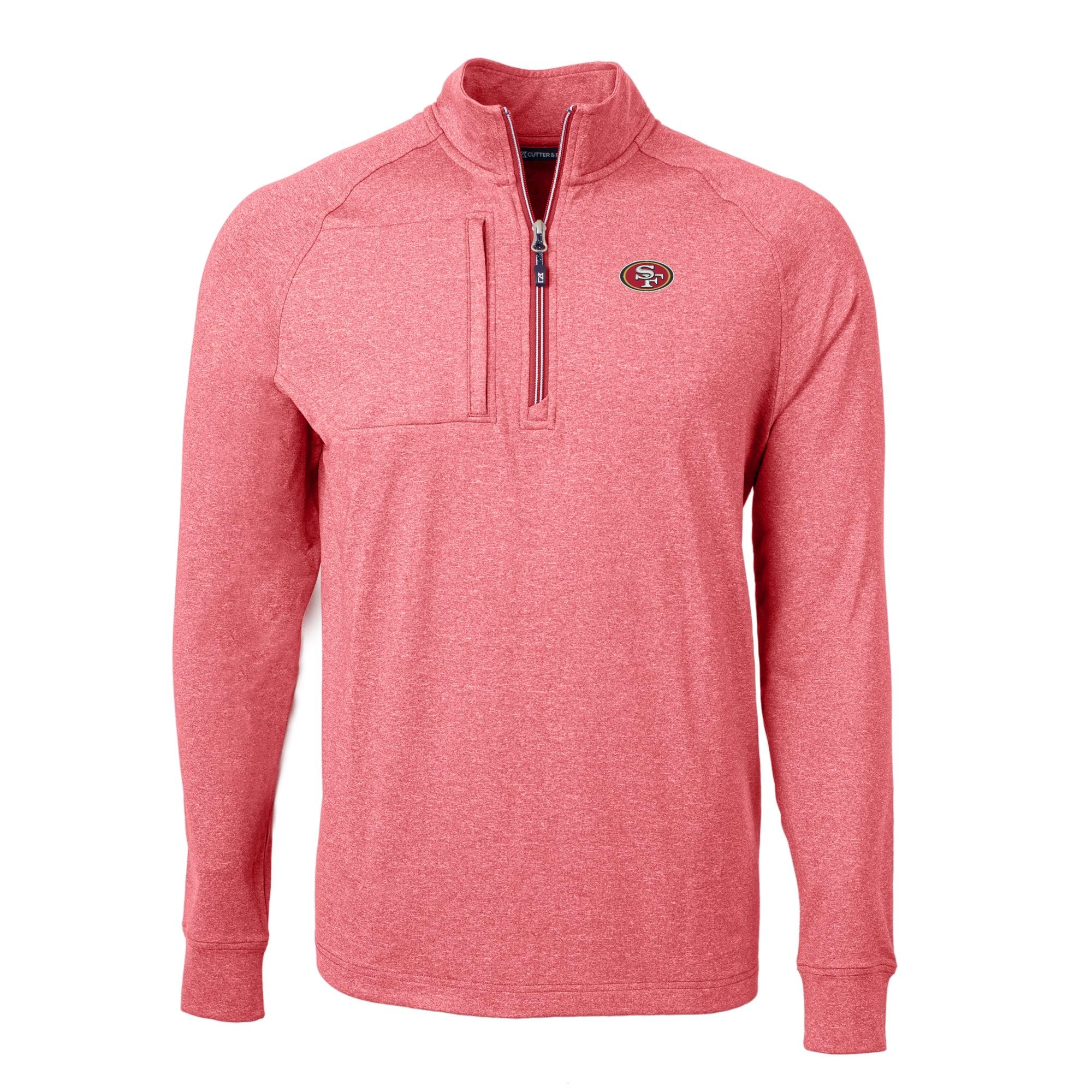 Cutter & Buck Men's Heather Scarlet San Francisco 49ers Big & Tall Adapt Eco Knit Quarter-Zip Pullover Top