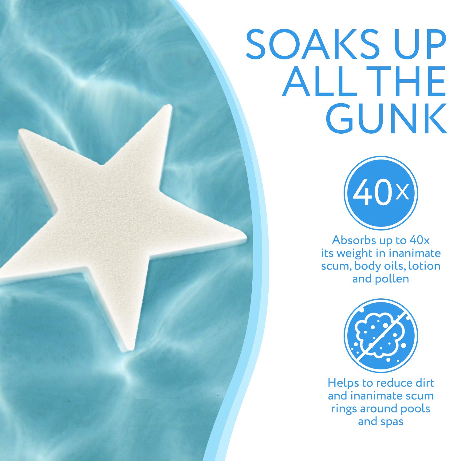 IMPRESA 3-Pack Scum Star Oil Absorbing Sponge - Excellent Absorber for Hot Tub, Spa and Swimming Pool Use - Compare to The Bugs and Balls - Made in USA