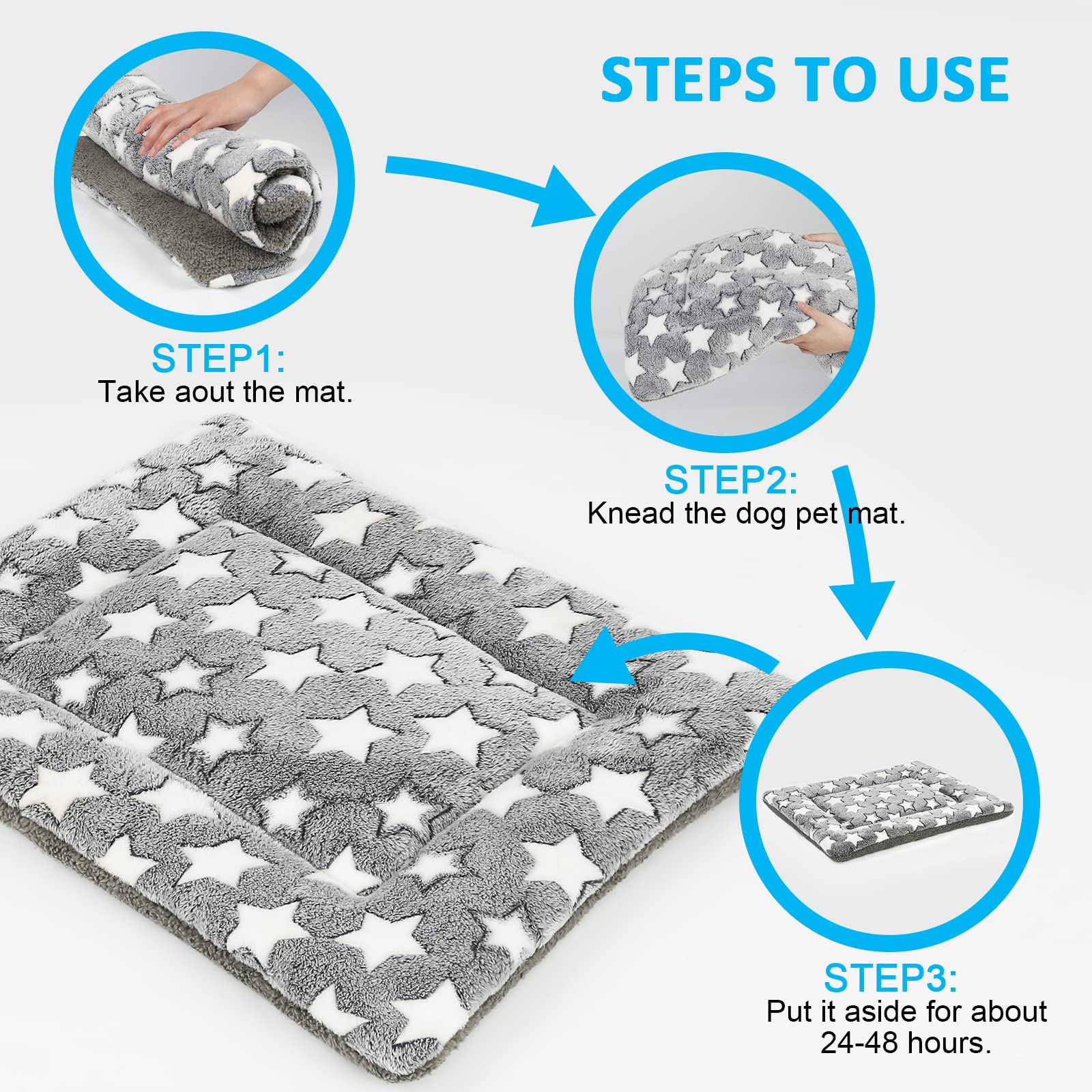 Kigmmro Dog Bed Mat, Machine Washable Pet Bed Pad for 30-inch Kennel, Reversible Dog Crate Pad for Medium Small Dogs, Portable and Soft Pet Bed Mat