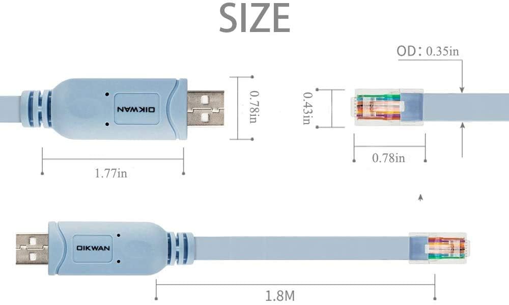 OIKWAN Console Cable USB to RJ45, USB Cable Compatible with Routers/Switch/Windows 7, 8,10,11 (10ft)