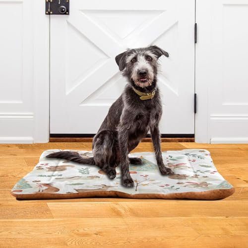 Kigai Woodland Animals Pet Bed Mat, Soft Cozy Crate Pet Mattress, Anti-Slip Bottom Machine Washable Pet Mat for Dog Sleeping