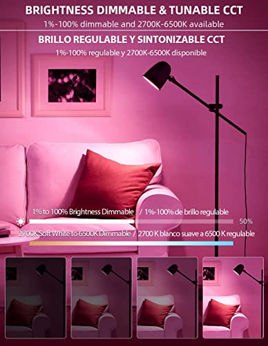 Mochiba Smart WiFi LED Light Bulbs, Compatible with Alexa and Google Home Assistant, Music Sync Multi Color Changing Bulb, BR30 E26 10W 1000LM (80W Equivalent), 4-Pack, White, (MKBR)