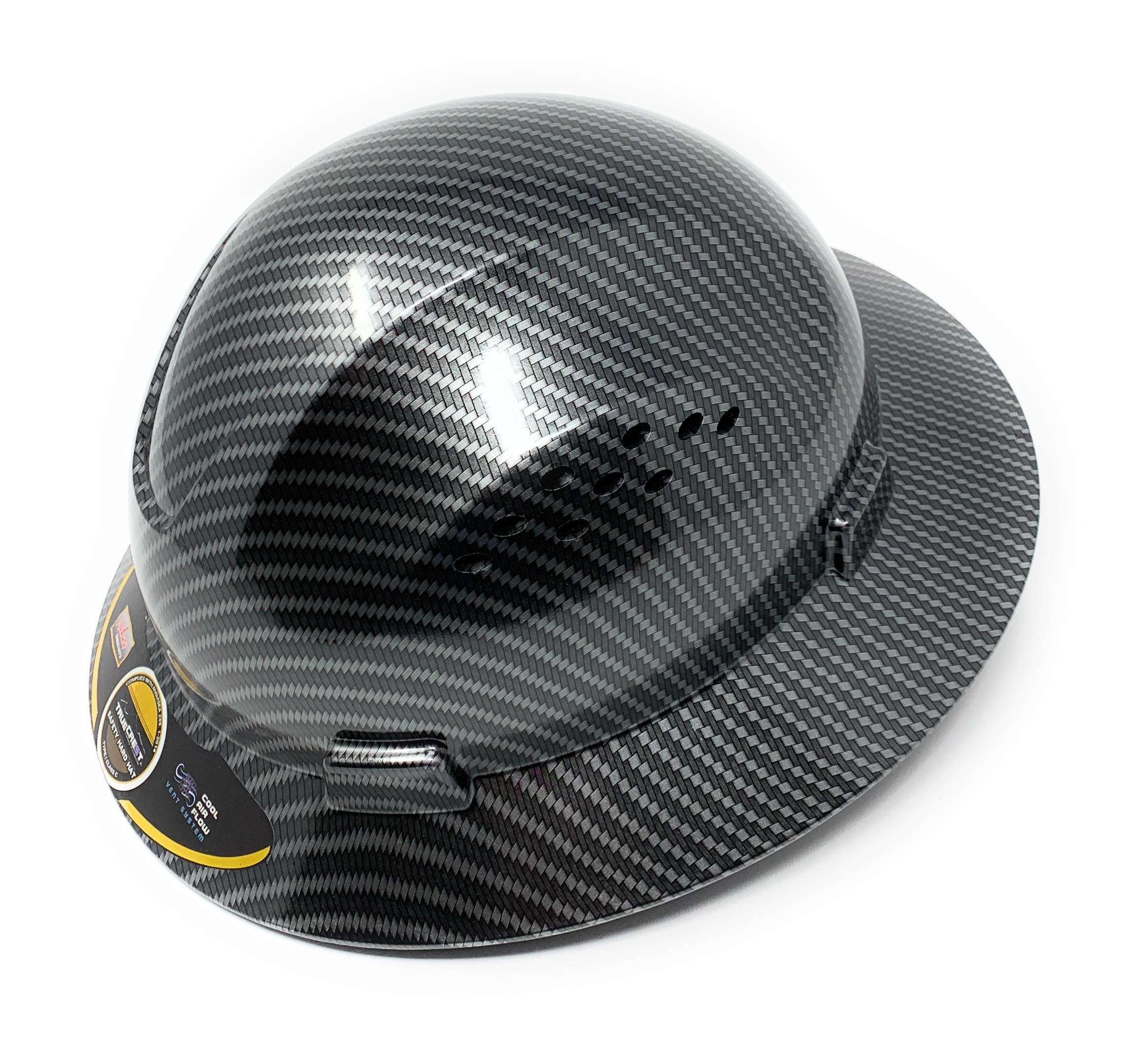 4 set HDPE Hydro Dipped Full Brim Hard Hat with 4 Point Fas-trac Suspension (Black)