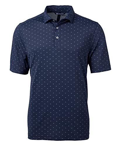 Cutter & Buck mens Virtue Eco Pique Tile Print Recycled Big Tall Polo Shirt, Navy Blue, 5X US