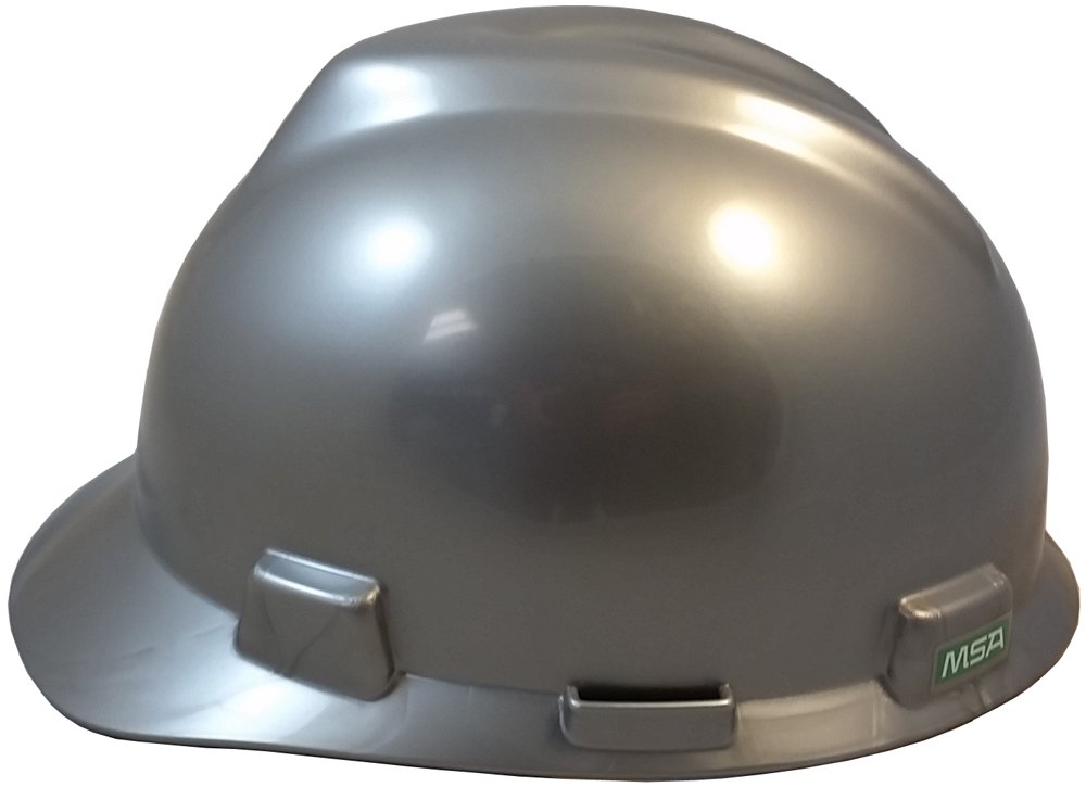 MSA V Cap Style Hard Hats w/FasTrac III Suspensions and Handy Tote Bag - Silver