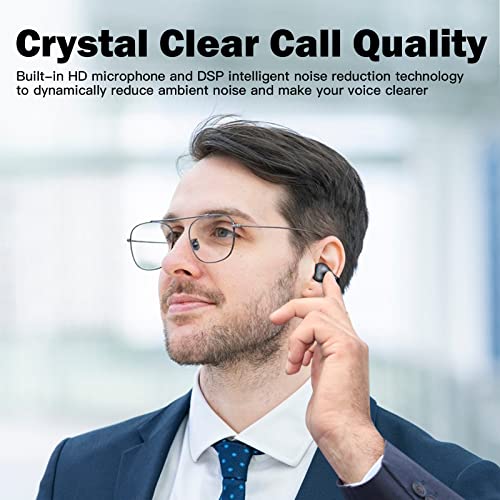 Open Ear Headphones Wireless Bluetooth True Wireless Open Earbuds for iPhone Android, Mini Open Ear Buds for Running with Mic Workout Cycling Headphones Sport Earphones for Small Ear Canals- Grey