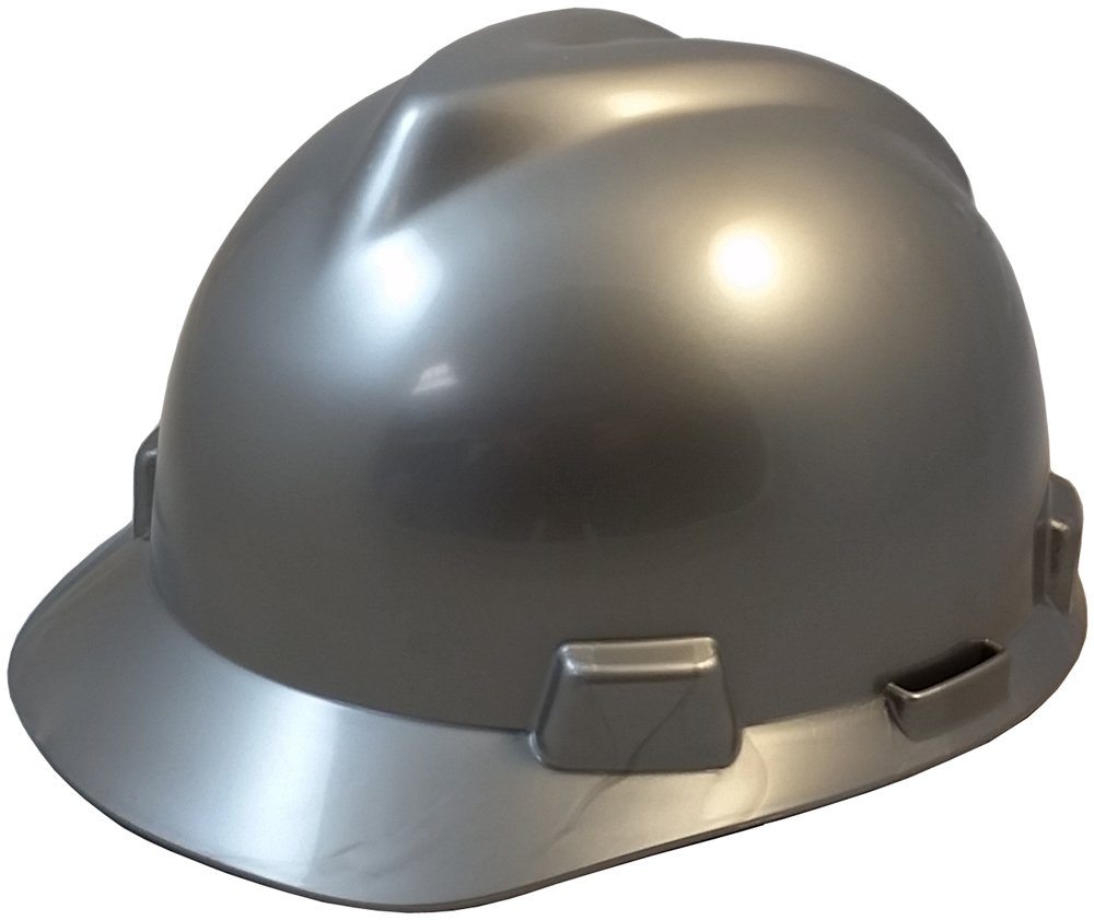 MSA V Cap Style Hard Hats w/FasTrac III Suspensions and Handy Tote Bag - Silver