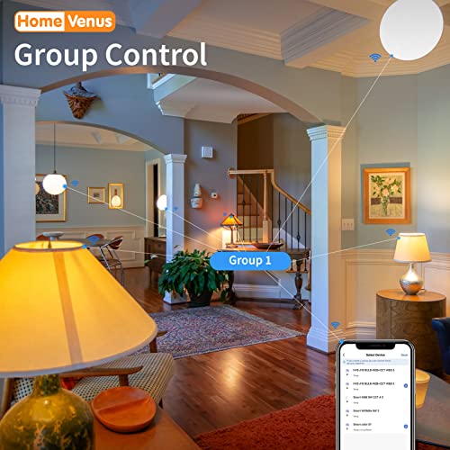 HVS Smart Light Bulbs,9W A19 E26 Dimmable Tunable Cool Warm White LED Light Bulb 2500k-6500k, APP Control 2.4GHz WiFi Bluetooth Assist Connection, Work with Alexa/Google Assistant 1 Pack