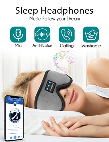 Sleep Mask with Bluetooth Headphones,LC-dolida Sleep Headphones Bluetooth Sleep Mask 3D Sleeping Headphones for Side Sleepers Best Gift and Travel Essential (Grey)