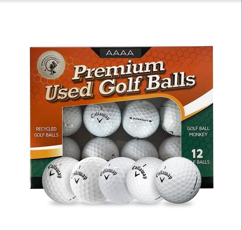 Golf Ball Monkey Cheap Recycled for Callaway Golf Balls White Mix 4A /Near Mint -24 Pk for Callaway Supersoft Golf Balls, Superfast, Superhot, Warbirds, Diablo, Chromesoft, Reva & Hex Tour Soft