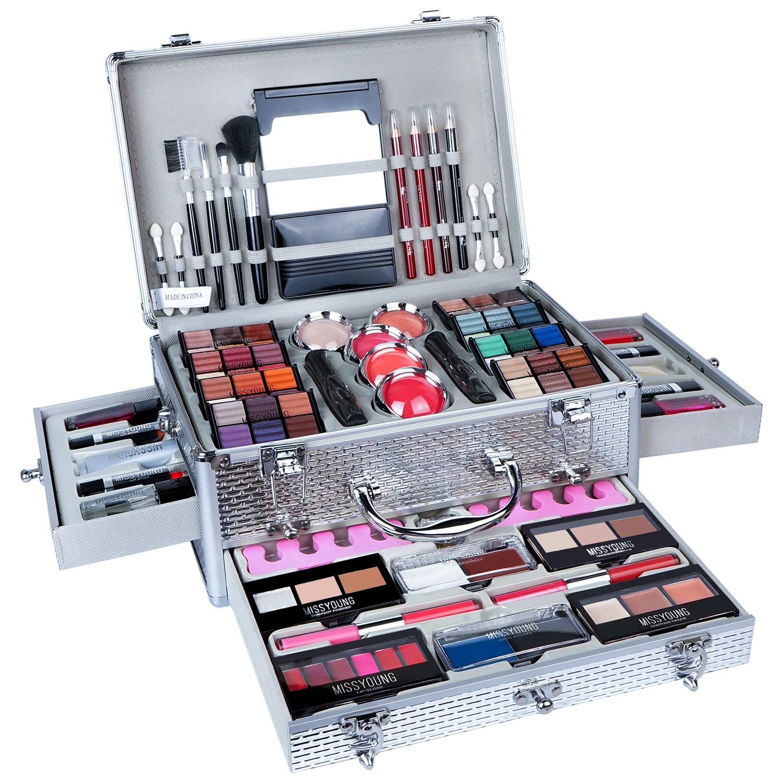 Joyeee All-in-One Makeup Gift Set Carry All Makeup Kit for Women Full Kit With Aluminum Case Lipgloss Lipstick Concealer Blush Foundation Face Powder Eyeshadow Palette Cosmetic Palette #2
