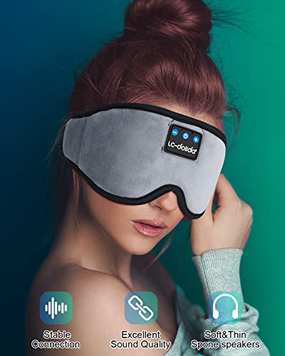 Sleep Mask with Bluetooth Headphones,LC-dolida Sleep Headphones Bluetooth Sleep Mask 3D Sleeping Headphones for Side Sleepers Best Gift and Travel Essential (Grey)