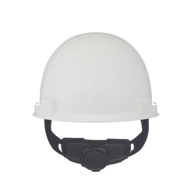 MSA 10074067 SmoothDome Cap Style Safety Hard Hat with Fas-Trac III Ratchet Suspension | Polyethylene Shell, Superior Impact Protection, Self Adjusting Crown Straps - Standard Size in White