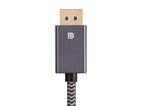 Monoprice DisplayPort 1.4 EasyPlug Nylon Braided Cable - 12 Feet - Gray | Up to 32.4 Gbps, 8K@60Hz, DPCP, HDCP, 3D Video, HBR3, DSC 1.2