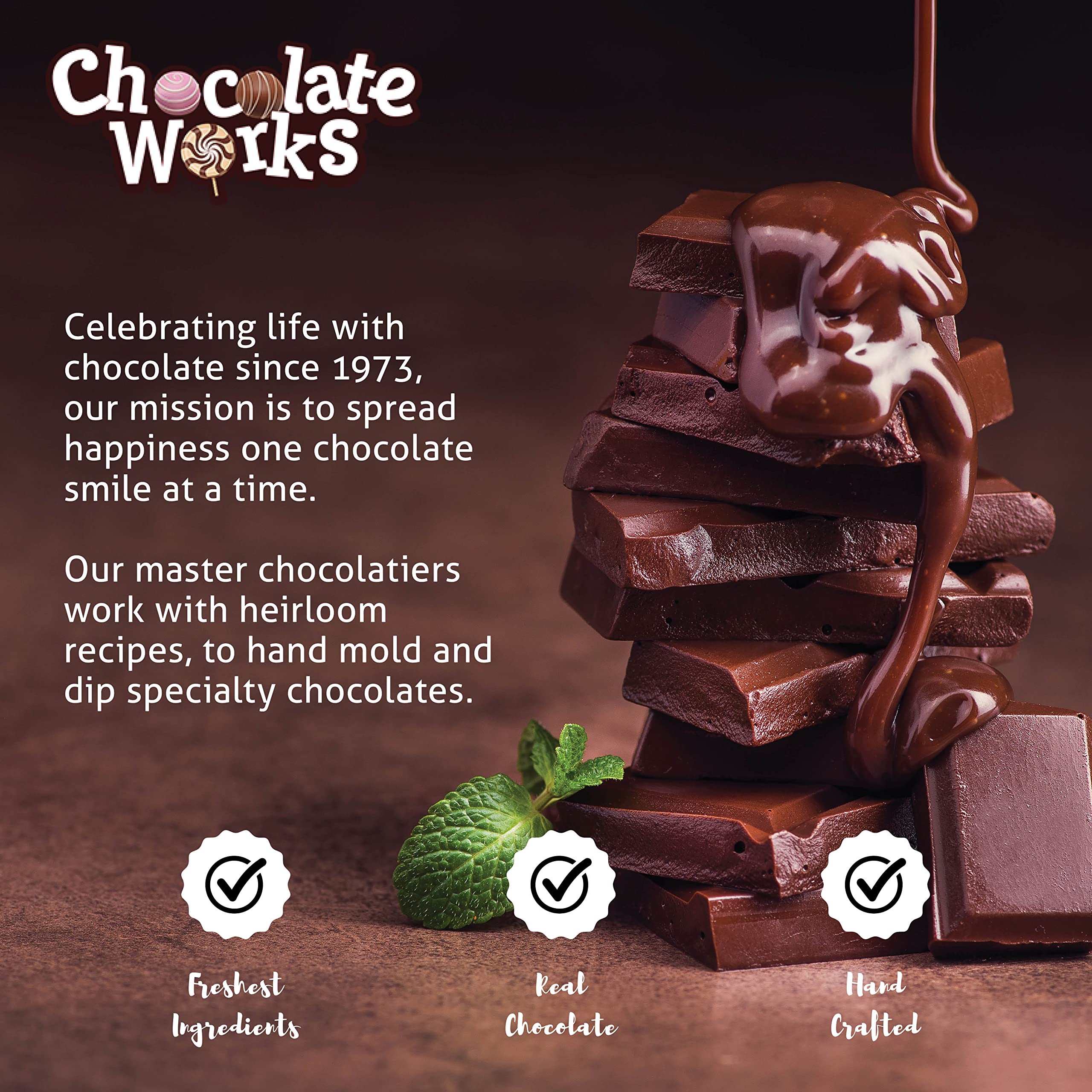 Hot Chocolate Spoons by Chocolate Works, Flavor Variety Pack - Belgian Dark Chocolate, Milk Chocolate & Marshmallows, Peppermint, Cocoa Bomb for Hot Chocolate