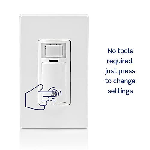 Leviton DHS05-1LW Humidity Sensor Switch for bathroom exhaust fan, automate ventilation, air circulation, moisture control,  ¼ HP, Single Pole, White