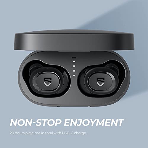 SoundPEATS Wireless Earbuds TrueFree2 Bluetooth 5.0 Headphones in-Ear Stereo TWS Sports Earbuds, IPX7 Waterproof, Customized Ear Fins, USB-C Charge, Monaural/Binaural Calls, 20 Hours Playtime