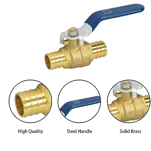 Brass Hose Barb Ball Valve Kit-4Pcs 3/4" Ball Valve,PEX Brass Full Port Shut-off Ball Valve,Quarter Turn HOT (RED) COLD (BLUE) of Water Stop Shut off (4 pack Ball Valves 3/4)