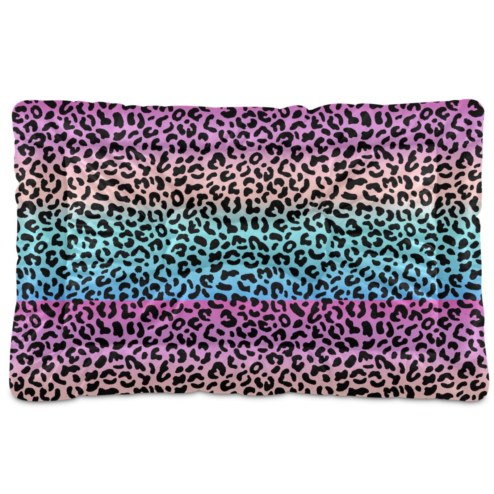 Coikll Leopard Pet Bed Pad Soft Dog Bed Mat with Anti-Slip Bottom, Machine Washable Crate Pad Mattress for Dog Sleeping- 24 * 18inches