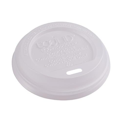 Eco-Products Compostable Coffee Cup Lids, Case of 800, White EcoLid, Fits 8oz Hot Cups, Made from PLA Plastic, A Renewable Material Made from Plants, ASTM, BPI-Certified