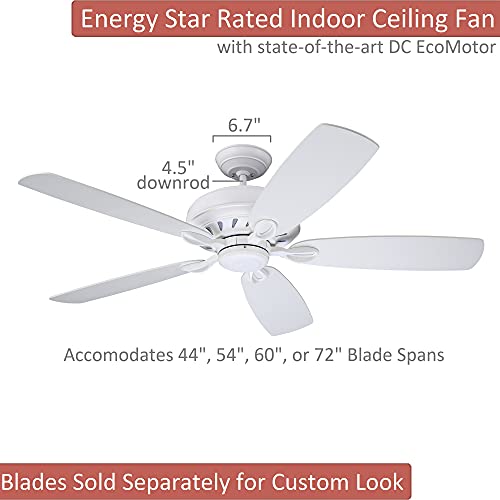 Luminance kathy ireland Home Penbrooke Eco Ceiling Fan with Premium Motor | Energy Star Fixture for Home Improvement with 6-Speed Wall Control | Blades Sold Separately, Satin White