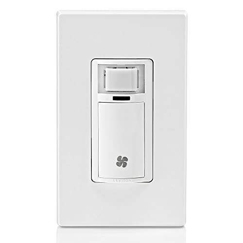 Leviton DHS05-1LW Humidity Sensor Switch for bathroom exhaust fan, automate ventilation, air circulation, moisture control,  ¼ HP, Single Pole, White