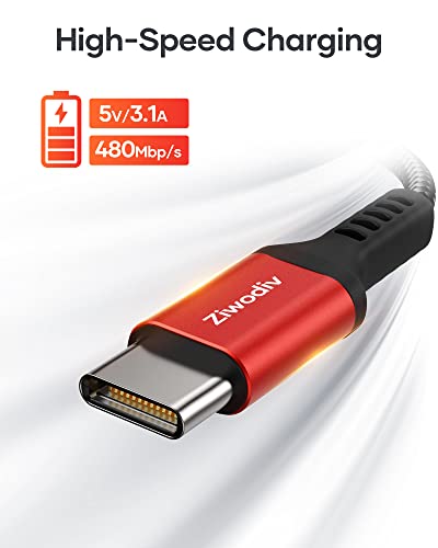 ziwodiv USB-C Cable, 2M/3.1A Type C to Type C Cable Nylon Braided USB A to USB C Cable, Fast Charging Cable Compatible with Samsung Galaxy S22 S21 S10 S9 Note 9 8, MacBook, iPad, Huawei, Xiaomi, Sony