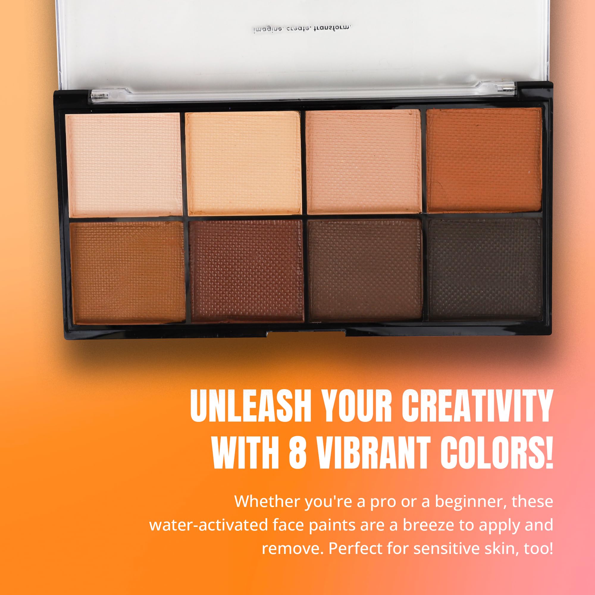 Professional Face Painting Palette - Skin Friendly Face Paint Kit - Cruelty-Free & Vegan Water Based Face Paint Makeup for Theatre, SFX & Halloween- 8 Colors 5g Each - Splashes & Spills - Nude Colors