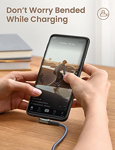 AINOPE USB C to USB C Cable 60W [One-Pack 1.5ft] USB Type C Cable Right Angle, Compatible with Samsung Galaxy S21 S20, Note 20 Ultra 10, MacBook Air/Pro 13'', iPad Mini 6/Pro/Air,Pixel-Grey