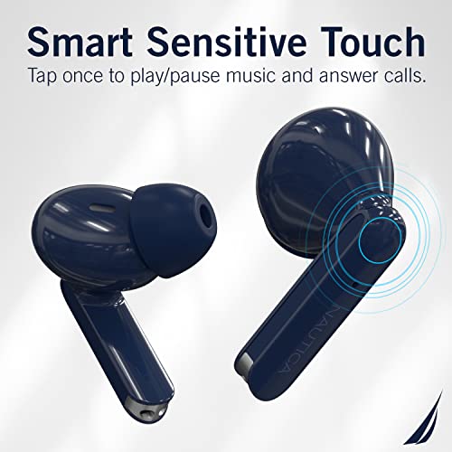 Nautica T200 True Wireless Stereo Earbuds Bluetooth v5.1 TWS in-Ear Earphones with Built-in Mic, Wireless Bluetooth Earbuds with Charging Case Intelligent Touch control, Ergonomic design & Sweat-Proof