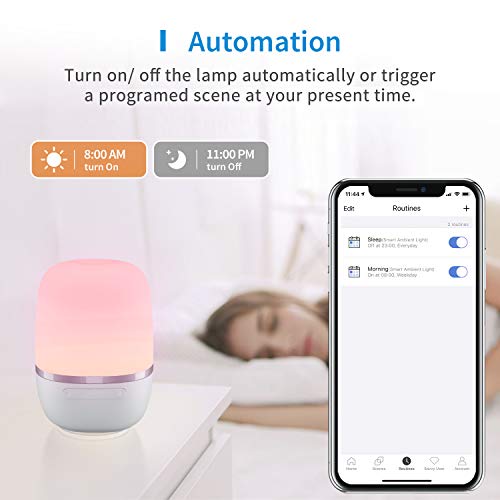 Smart WiFi Table Lamp, Bedside Lamp, Compatible with Apple HomeKit, Siri, Amazon Alexa, Google Assistant and SmartThings, Multi-Color Bedroom Lamp, Voice Control, App Control, Schedule