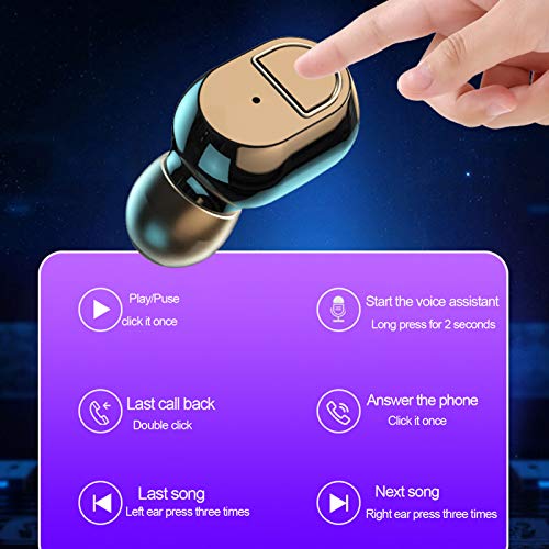 Heave True Wireless Earbuds,Touch Control Mini Bluetooth 5.1 Earphones Mini Portable Stereo Headsets in‑Ear Hands-Free with Charging Bo(IPX7 Waterproof) for Sports/Driving/Travel Yellow