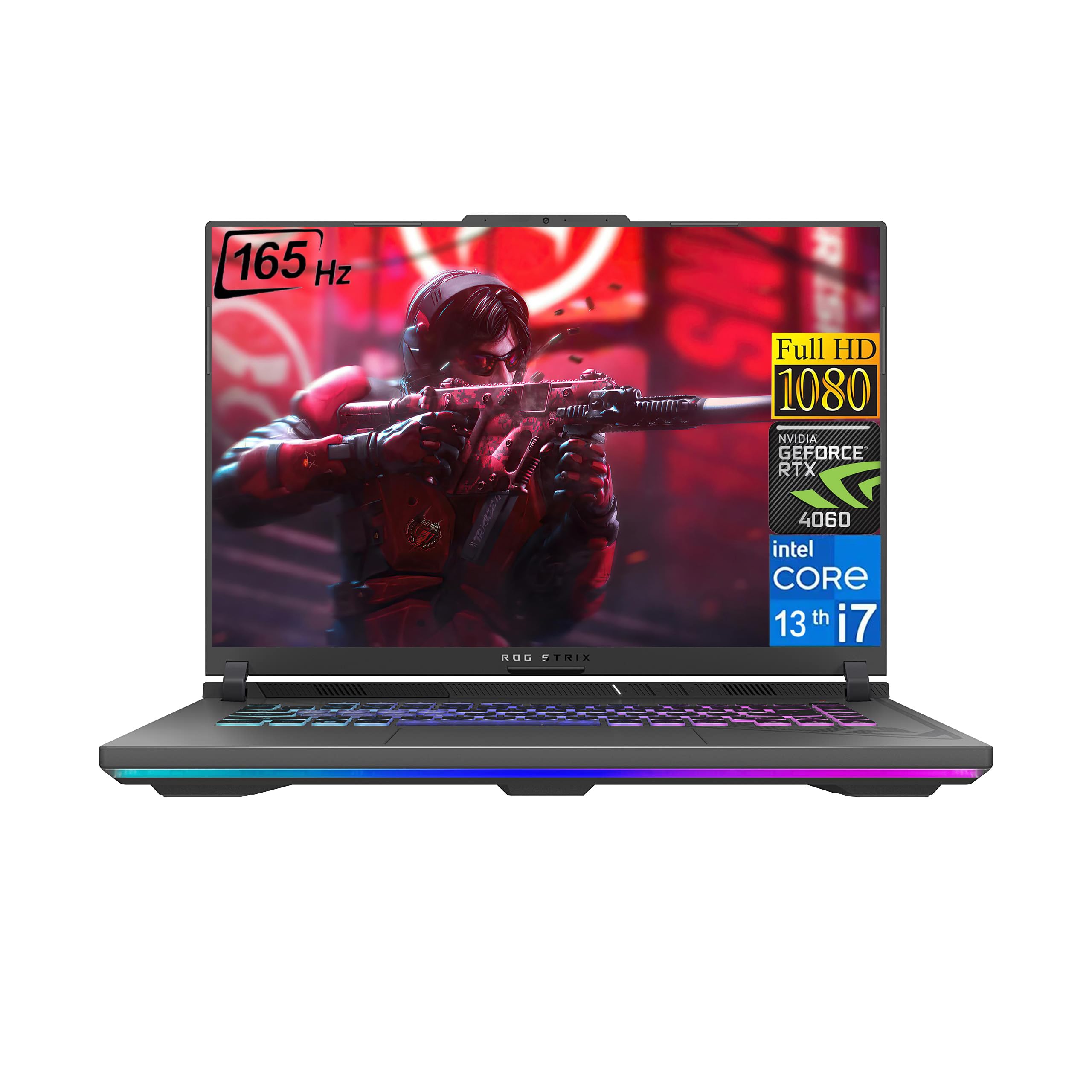 ASUS ROG Strix G16 Gaming Laptop 2023, 16" FHD 165Hz Display, GeForce RTX 4060, Intel Core i7-13650HX (14 core), 16GB DDR5 RAM, 512GB SSD, Wi-Fi 6E, USB Type-A&C, 4 Zone RGB, Windows 11