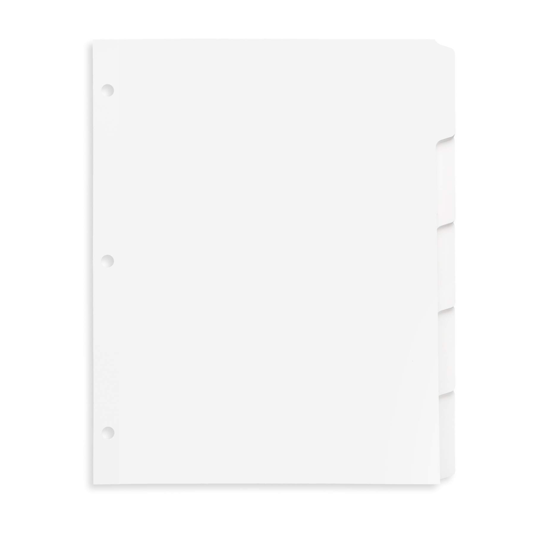 Blue Summit Supplies 3 Ring Binder Dividers with Reinforced Edge, 1/5 Cut Tabs, Letter Size, 3 Hole Punch Section Index Dividers for Binders, White, 100 Page Divider Pack