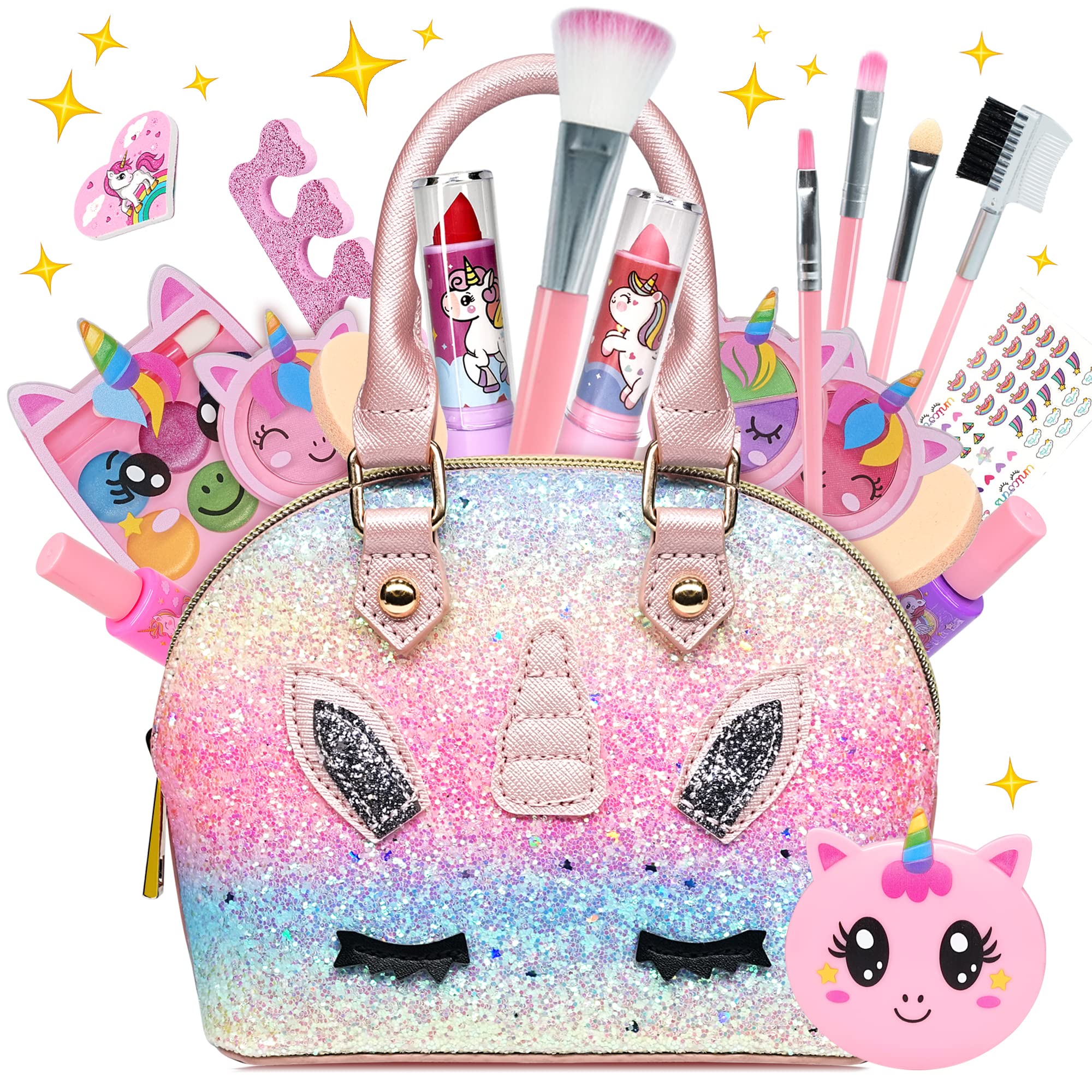 Kids Makeup Kit for Girl - Kids Makeup Kit Toys for Girls Washable Make Up for Little Girls, Child Play Real Makeup Set, Non Toxic Toddlers Pretend Cosmetic Kits, Age 4-12 Year Old Children Gift