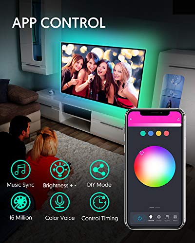 TV LED Backlights, 9.8FT Smart LED Lights for Behind TV with Music Sync 16 Million Colors Changing RGB Strip Lights Compatible with Alexa Google Home for 40-60 inch TVs, WiFi APP Control