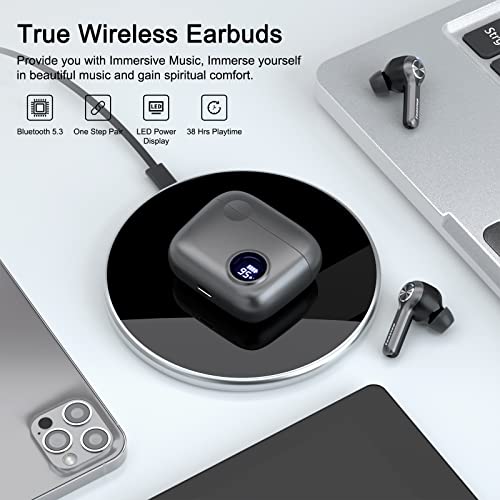 Tonstep ANC Earbuds, Wireless Earbuds Bluetooth 5.3, Noise Cancelling in-Ear Headphones with ENC Microphone and UVnano Wireless Charging Case, 38H Playtime, IPX6 Waterproof Stereo Earphones(Grey)