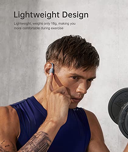 Wireless Bluetooth Headphones, SANAG Open Ear Sport Headphones with Mic, Music Phone Call IP67 Sweat-Resistant Bluetooth Headset for Outdoor Activities, Working, Gym, Christmas Gift Grey