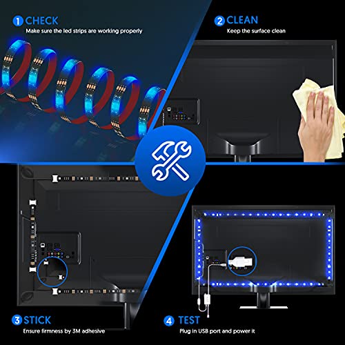 TV LED Backlights, 9.8FT Smart LED Lights for Behind TV with Music Sync 16 Million Colors Changing RGB Strip Lights Compatible with Alexa Google Home for 40-60 inch TVs, WiFi APP Control
