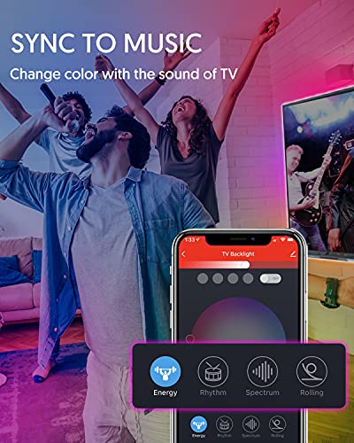 TV LED Backlights, 9.8FT Smart LED Lights for Behind TV with Music Sync 16 Million Colors Changing RGB Strip Lights Compatible with Alexa Google Home for 40-60 inch TVs, WiFi APP Control