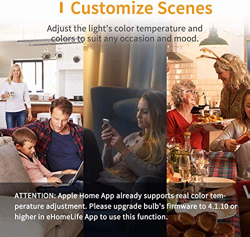 Refoss Smart Bulbs Works with Apple HomeKit, Color Changing Smart Light Bulbs Compatible with Siri, Alexa and Google Home, A19 LED Bulb, E26 Fitting, 2700K-6500K Dimmable, 9W 810 Lumens,1 Pack