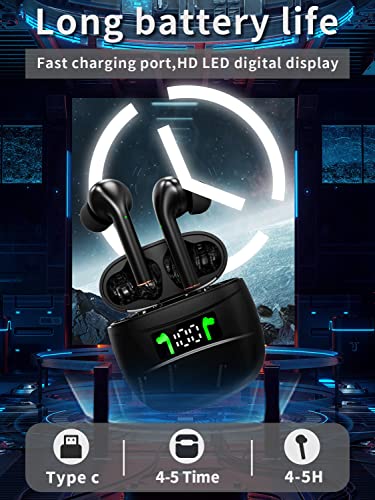True Wireless Earbuds Bluetoth 5.2 in-Ear Headphones with Led Display Charging Case 40H Cyclic Playtime IPX5 Waterproof Deep Bass Earphones with Microphone in-Ear Stereo Headphones for Work,Sport