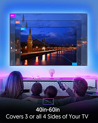 TV LED Backlights, 9.8FT Smart LED Lights for Behind TV with Music Sync 16 Million Colors Changing RGB Strip Lights Compatible with Alexa Google Home for 40-60 inch TVs, WiFi APP Control
