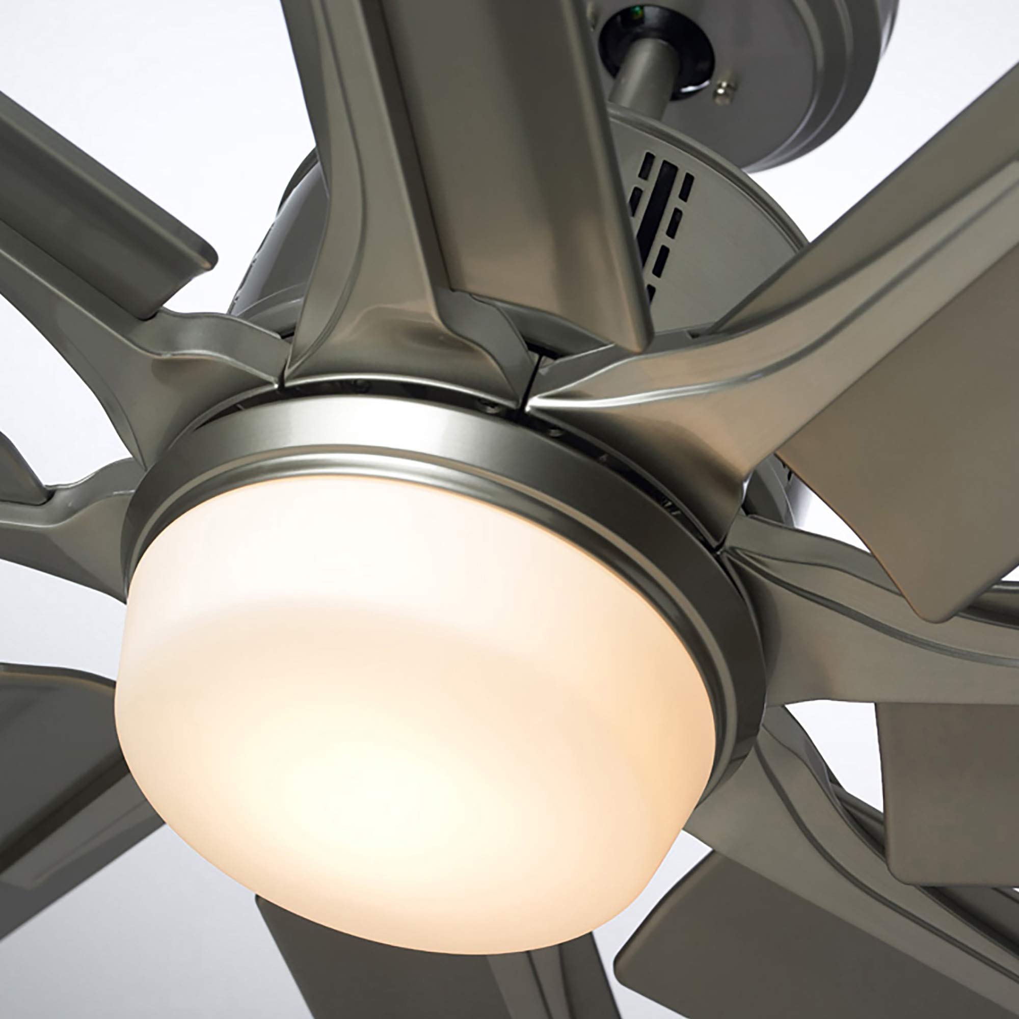 Luminance kathy ireland HOME Aira Eco LED 72 Inch Ceiling Fan | Large Indoor/Outdoor Fixture with Integrated Lighting | Modern 8 Blade Design with 6-Speed Wall Control | Damp Rated, Platinum