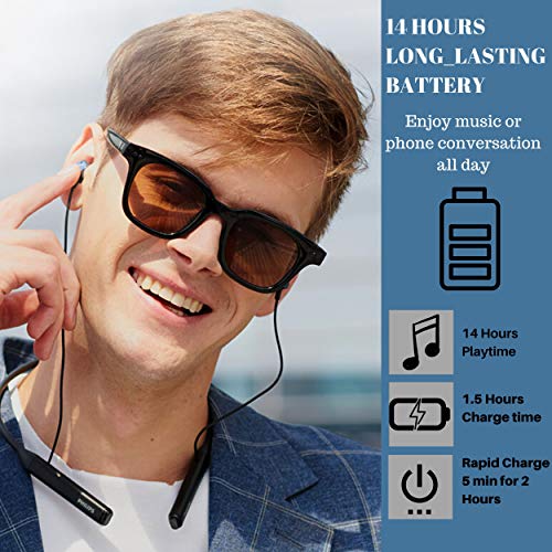 PHILIPS Bluetooth Neckband Headphones, Wireless Earbuds IPX5 Waterproof Sport Earphones, Lightweight, Deep Bass with 14 Hour Playtime