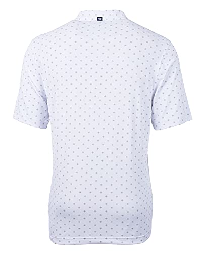 Cutter & Buck Men's Short Sleeve Virtue Eco Pique Tile Print Polo Shirt, White, XL