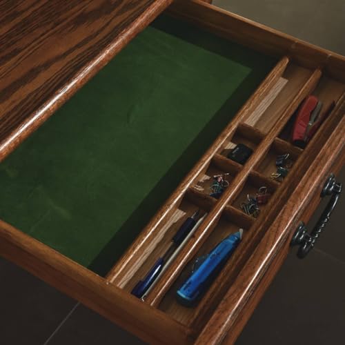 Furniture Dash - Mini Roll Top Desk USB - Standing Desk - Desk with Drawers - Rolling Desk - Wooden Desk - 32" W x 24" D x 44.5" H - 66lb (Burnished Walnut Finish)