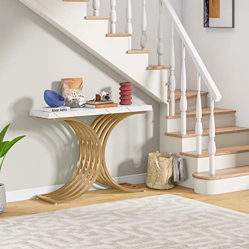 LITTLE TREE 41 inches Gold Entryway Console Table, Sofa Table Accent Table for Living Room